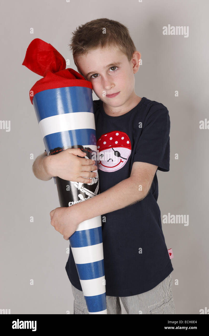 boy with school cone Stock Photo - Alamy