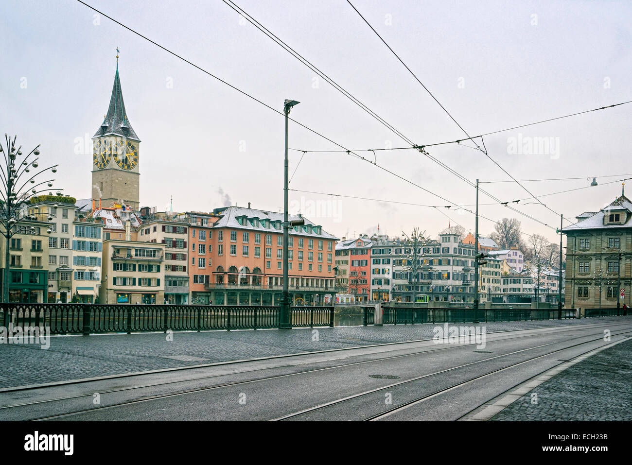Zurich city center winter street view Stock Photo - Alamy