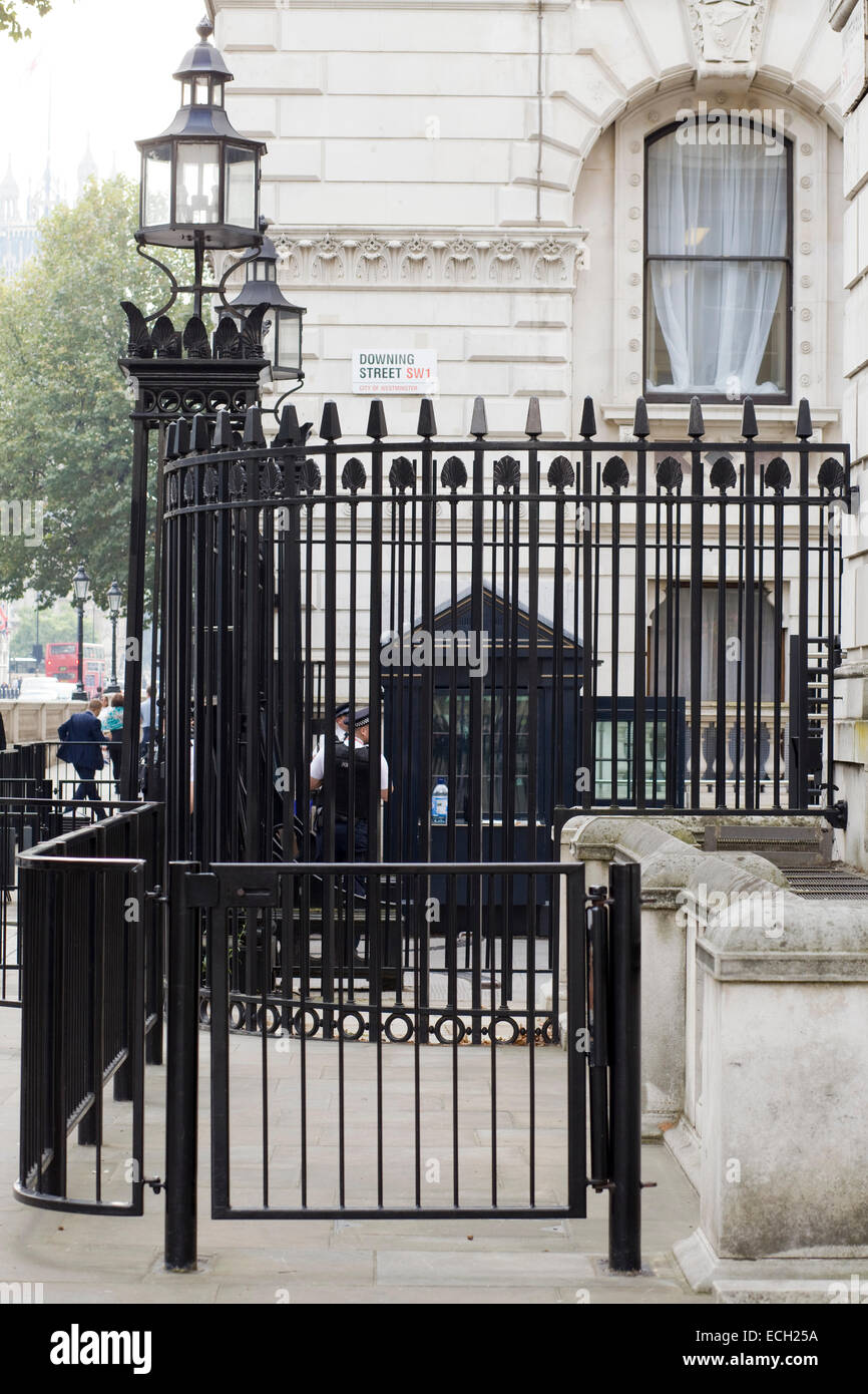 Gates at 10 Downing Street City of Westminster London England Stock ...