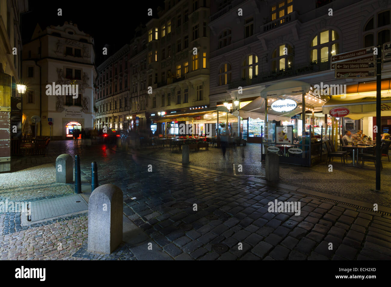 Night streets of Prague. Prague is the capital and largest city of the ...