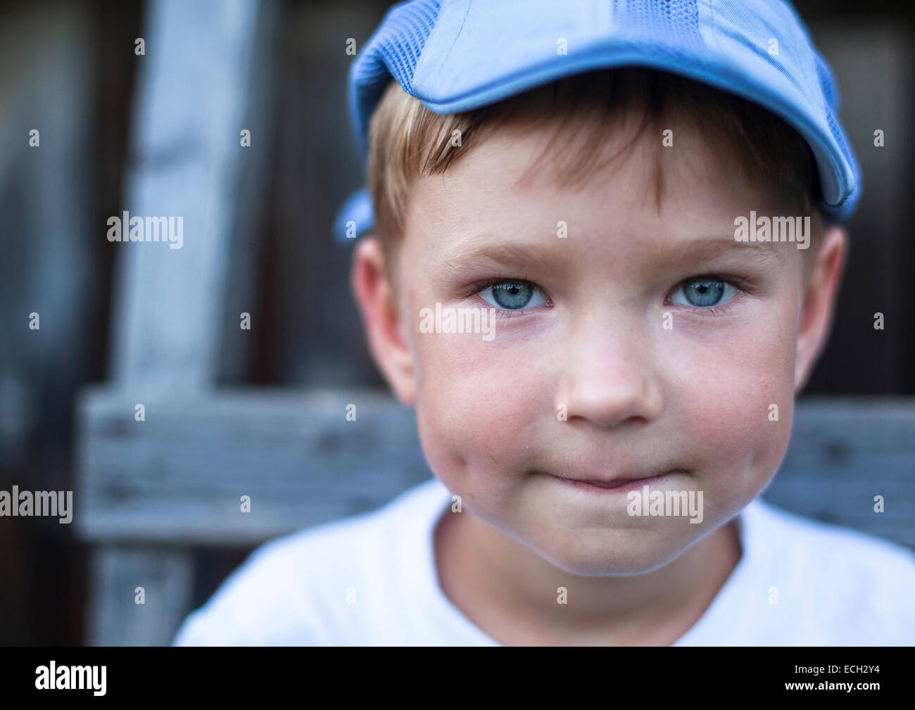 Closeup portrait of little boy, outdoors in countryside Stock Photo - Alamy