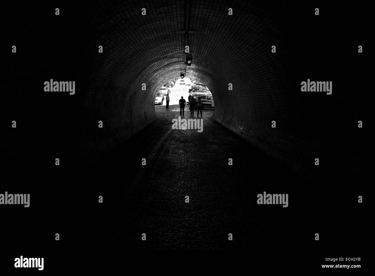 Pedestrian tunnel. Black and white Stock Photo - Alamy
