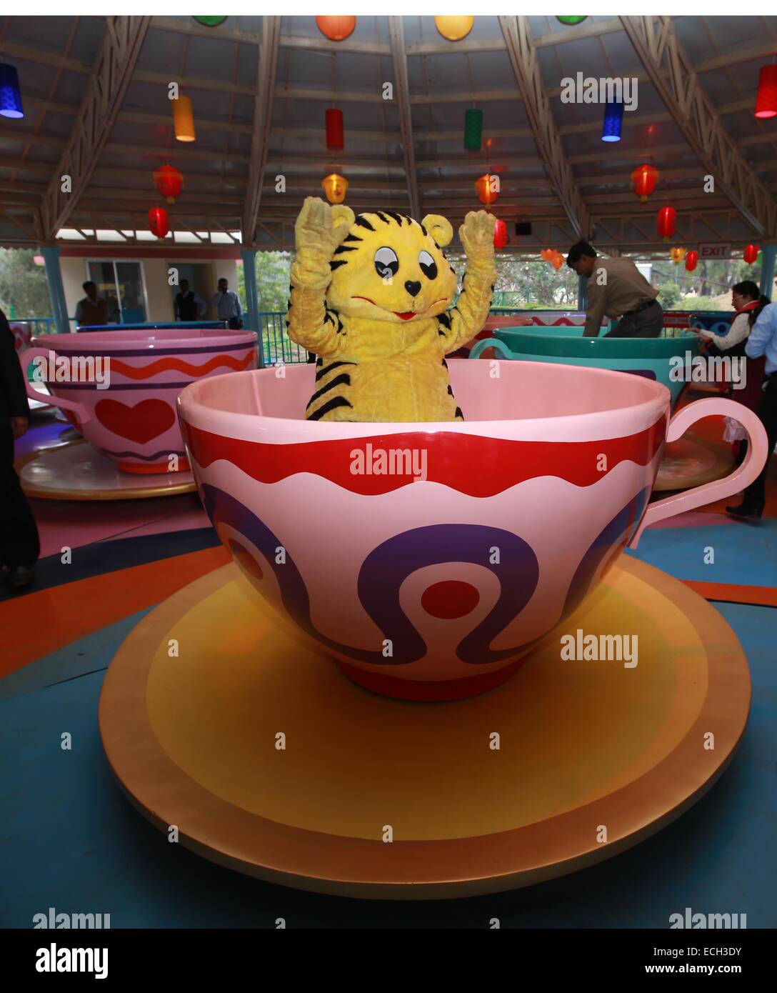 Crazy Tea Party Ride being started at Nicco Park in Kolkata. Children ...