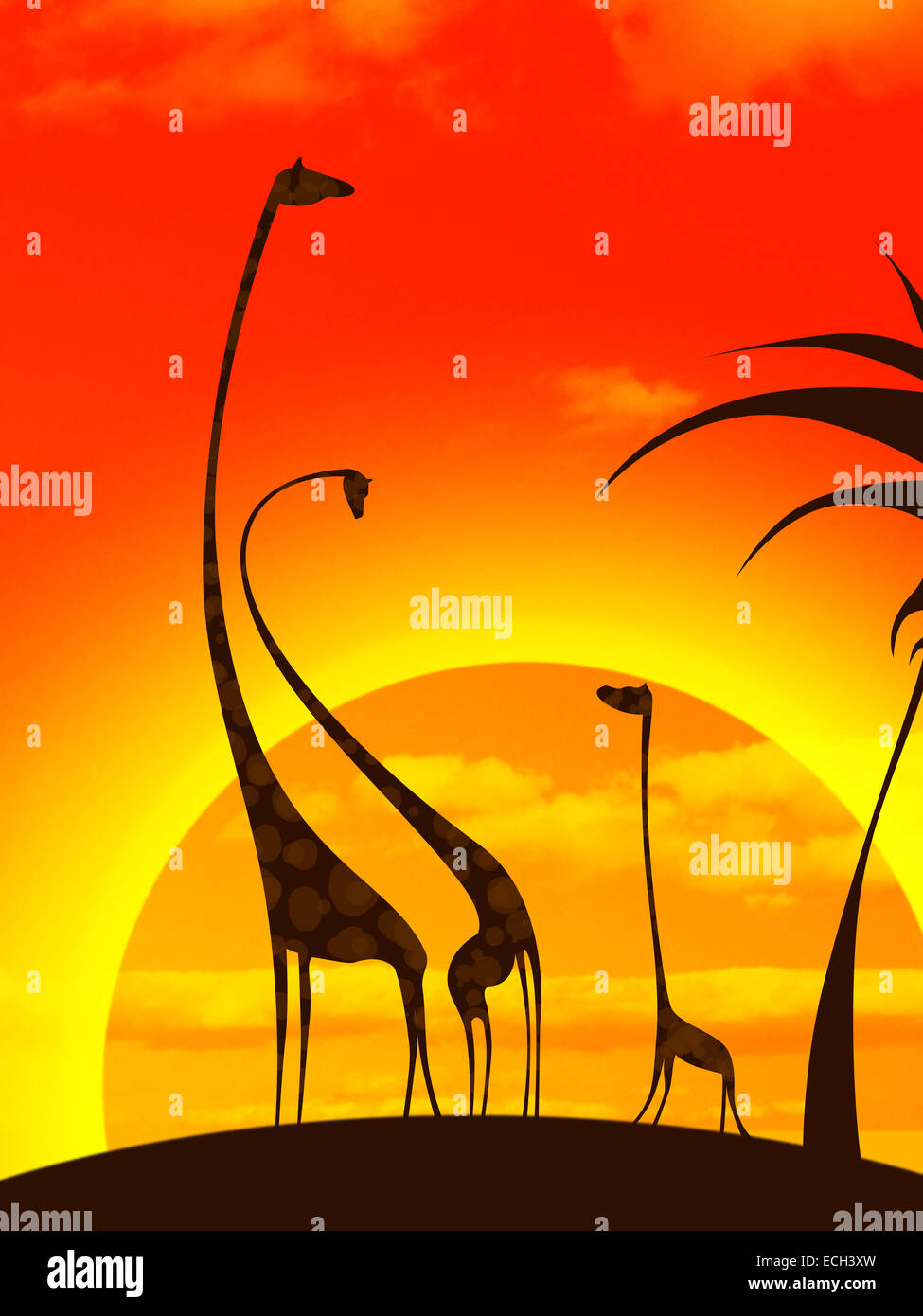 Giraffes tree silhouette africa hi-res stock photography and images - Alamy
