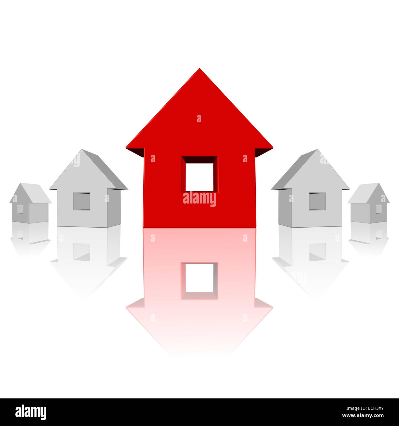 Symbols of house with reflection isolated on white Stock Photo - Alamy