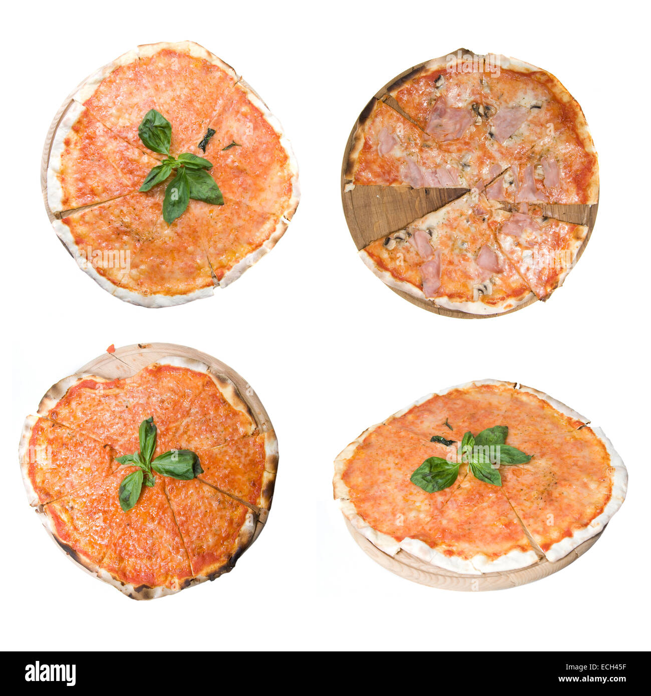set from 4 full size photos of classic italian pizza Stock Photo - Alamy
