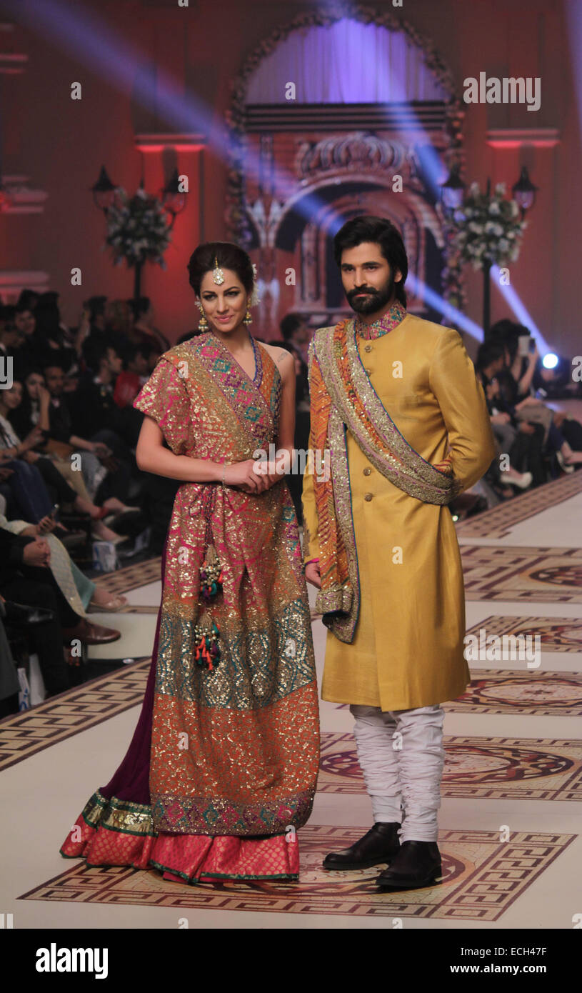 Pakistani model presents the creations of Pakistani designers Samreen ...