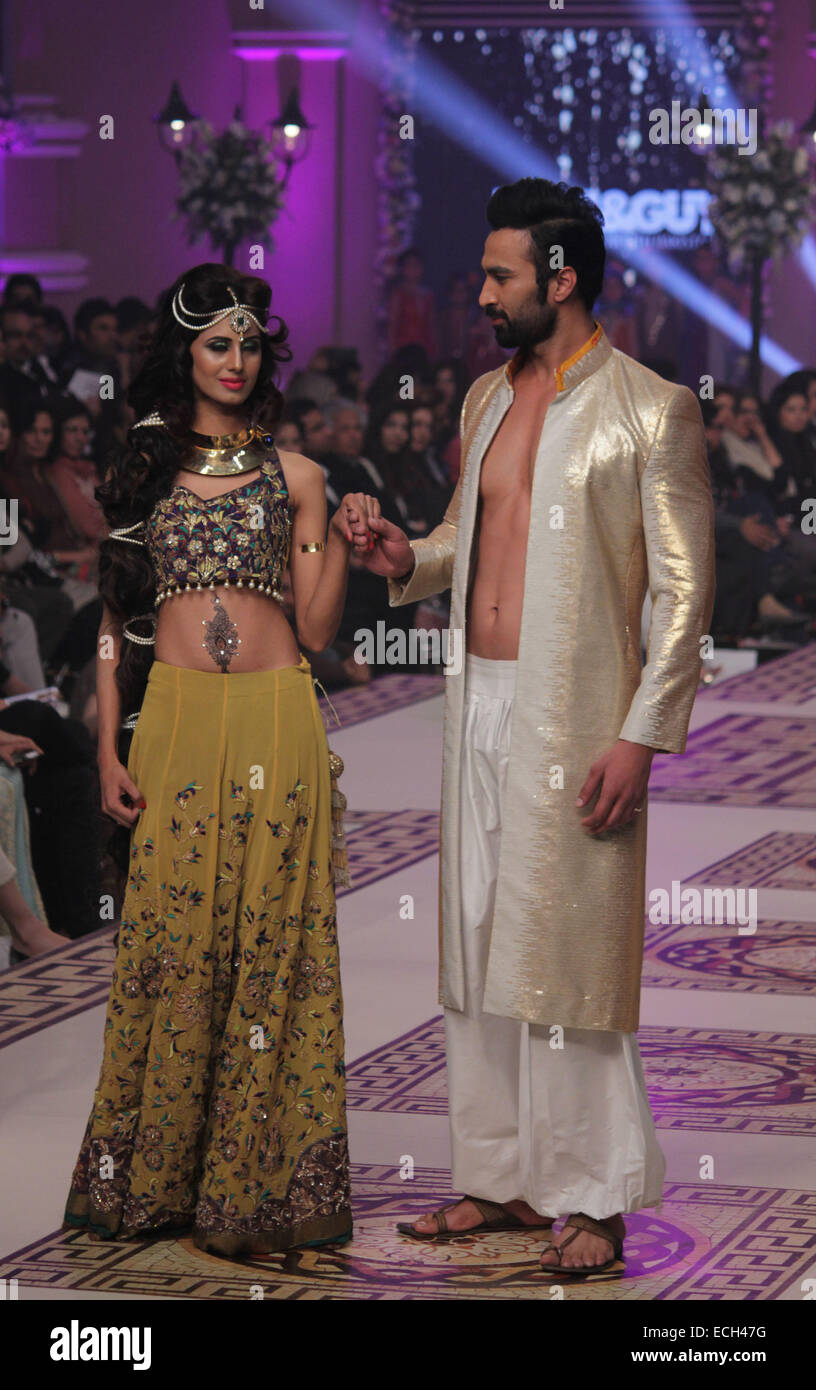 Pakistani model presents the creations of Pakistani designers Samreen ...