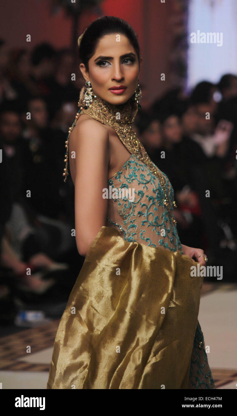 Pakistani model presents the creations of Pakistani designers Samreen ...