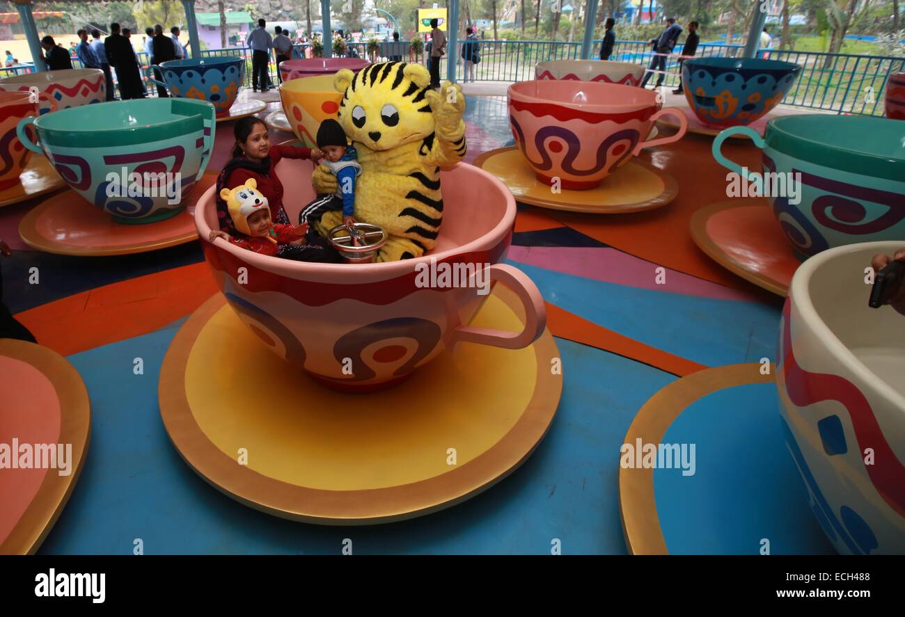 Crazy Tea Party Ride being started at Nicco Park in Kolkata. Children ...