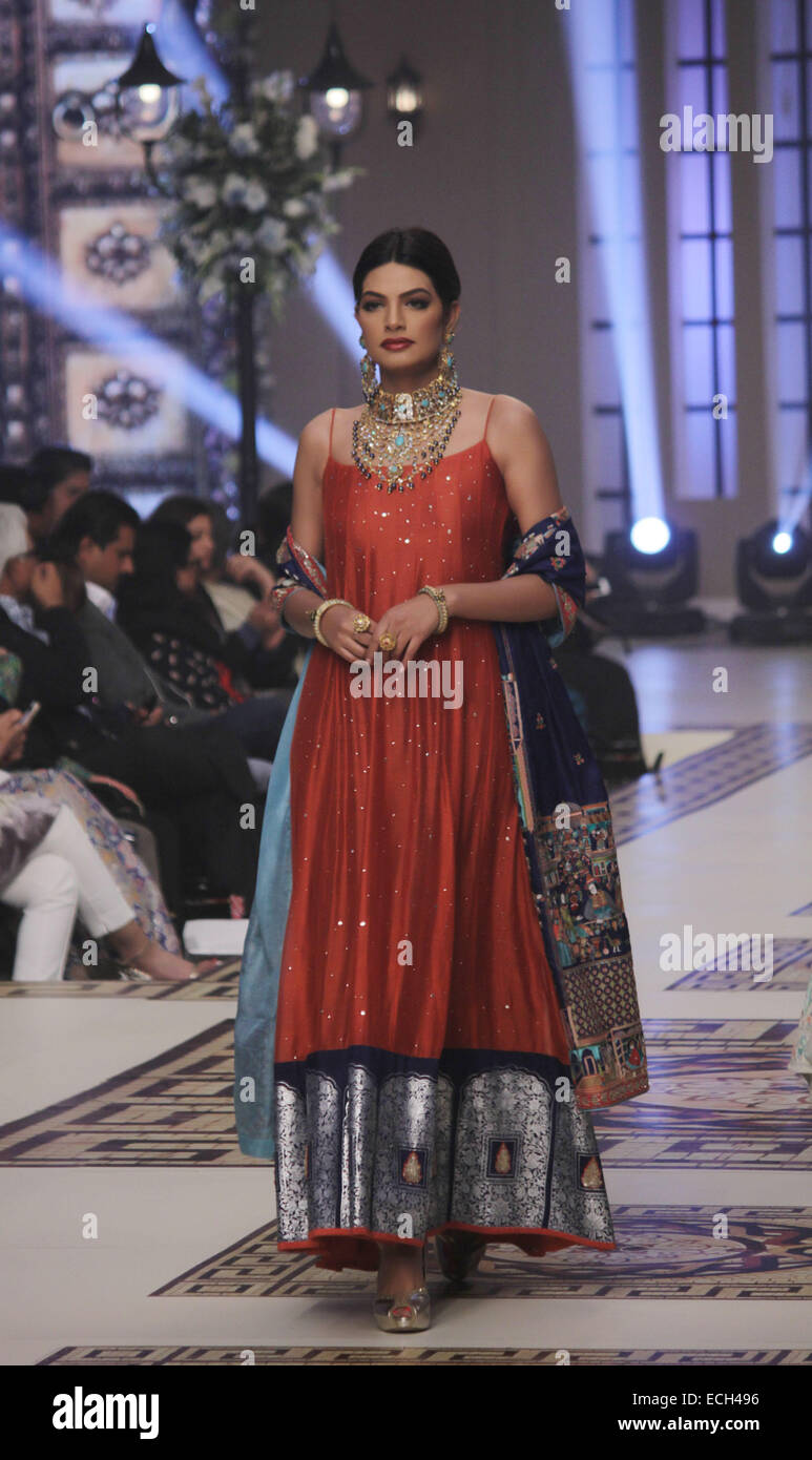 Pakistani model presents the creations of Pakistani designers Samreen ...