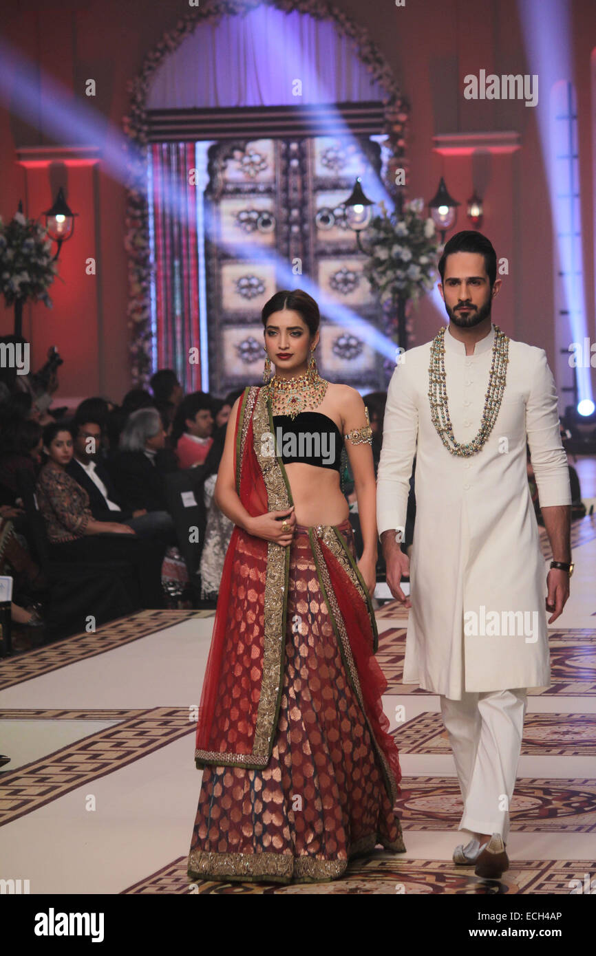 Pakistani model presents the creations of Pakistani designers Samreen ...