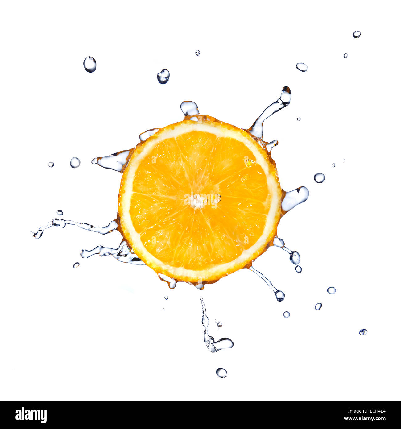 fresh water drops on orange isolated on white Stock Photo - Alamy