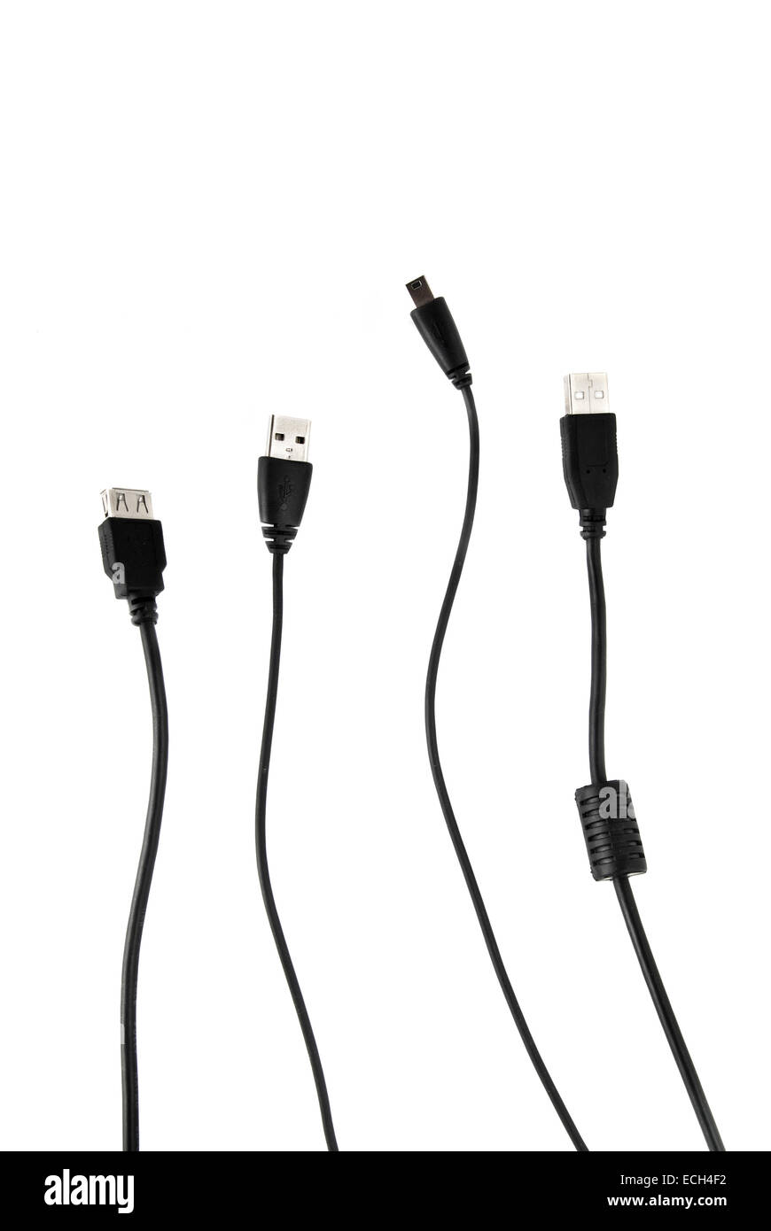 Various usb cable isolated on white Stock Photo - Alamy