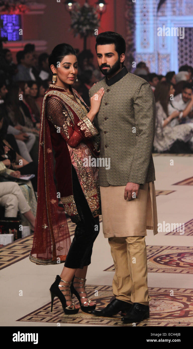 Pakistani model presents the creations of Pakistani designers Samreen ...