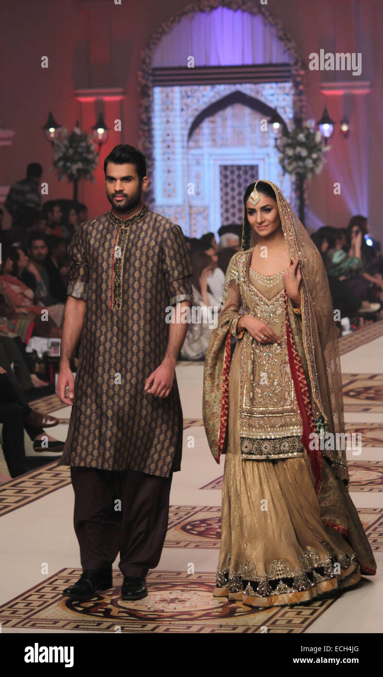 Pakistani model presents the creations of Pakistani designers Samreen ...