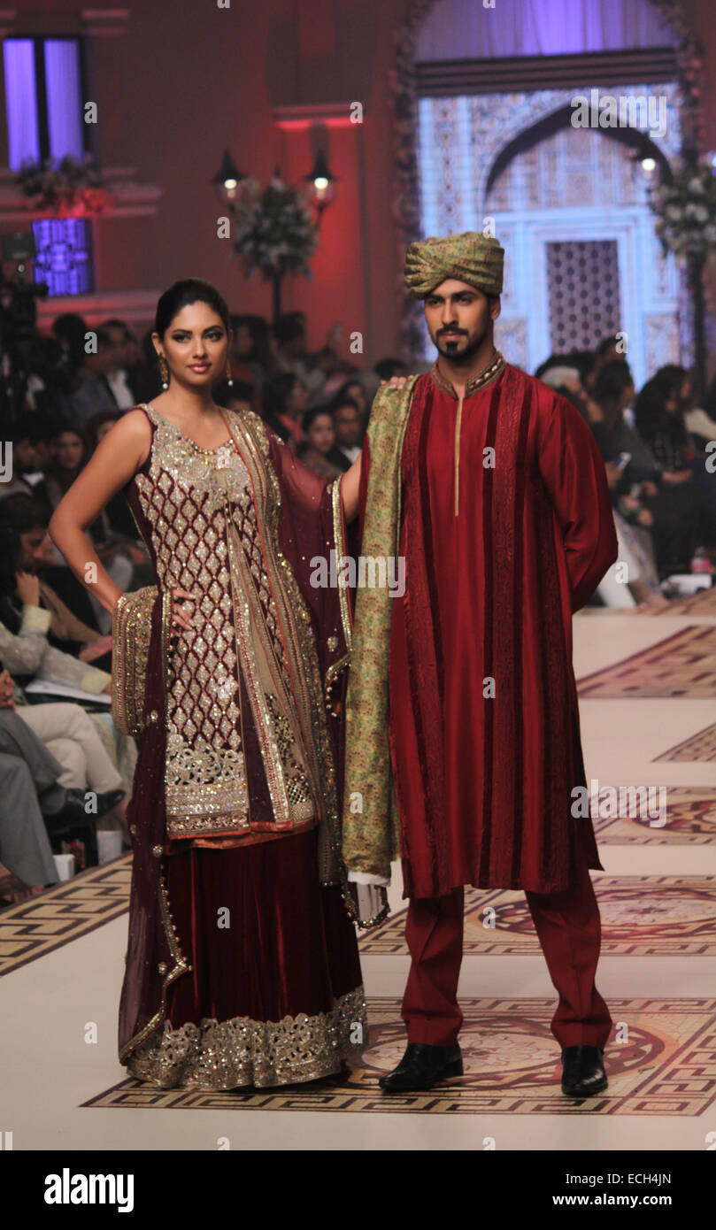 Pakistani model presents the creations of Pakistani designers Samreen ...