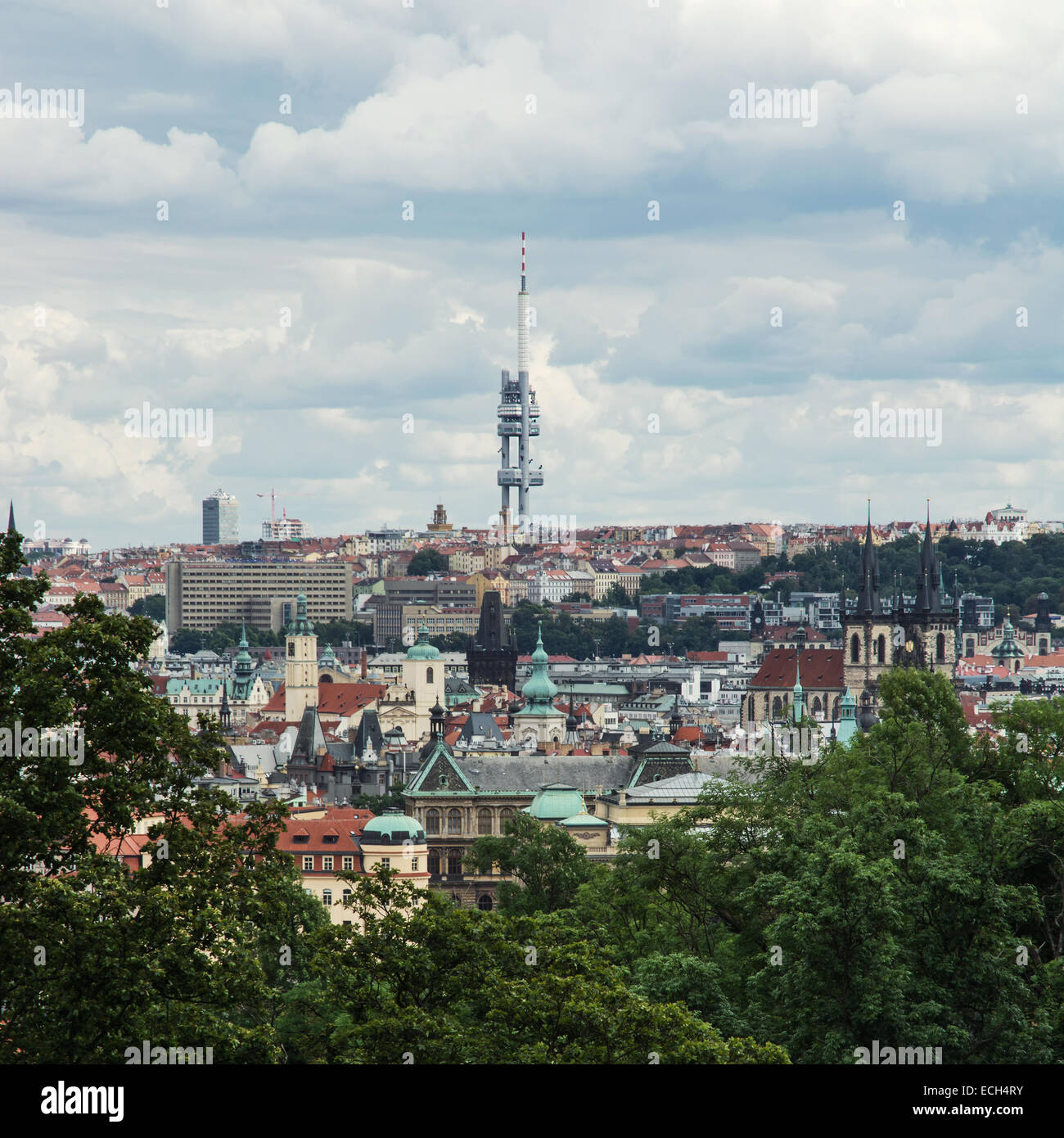 Zizkov television tower in Prague city, Czech republic, Europe Stock ...