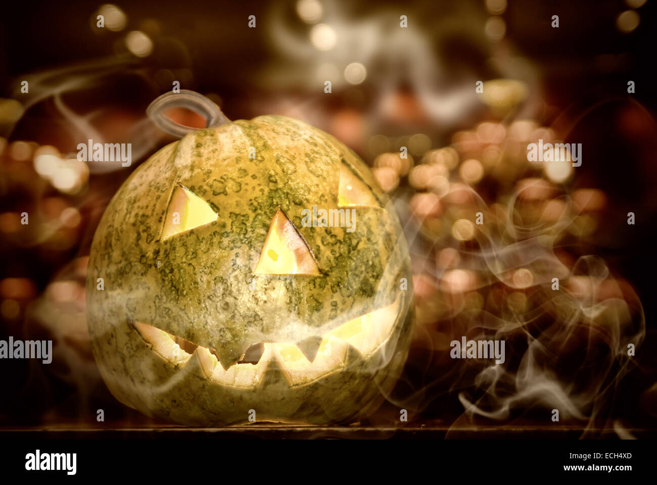 halloween pumpkin with smoke Stock Photo - Alamy