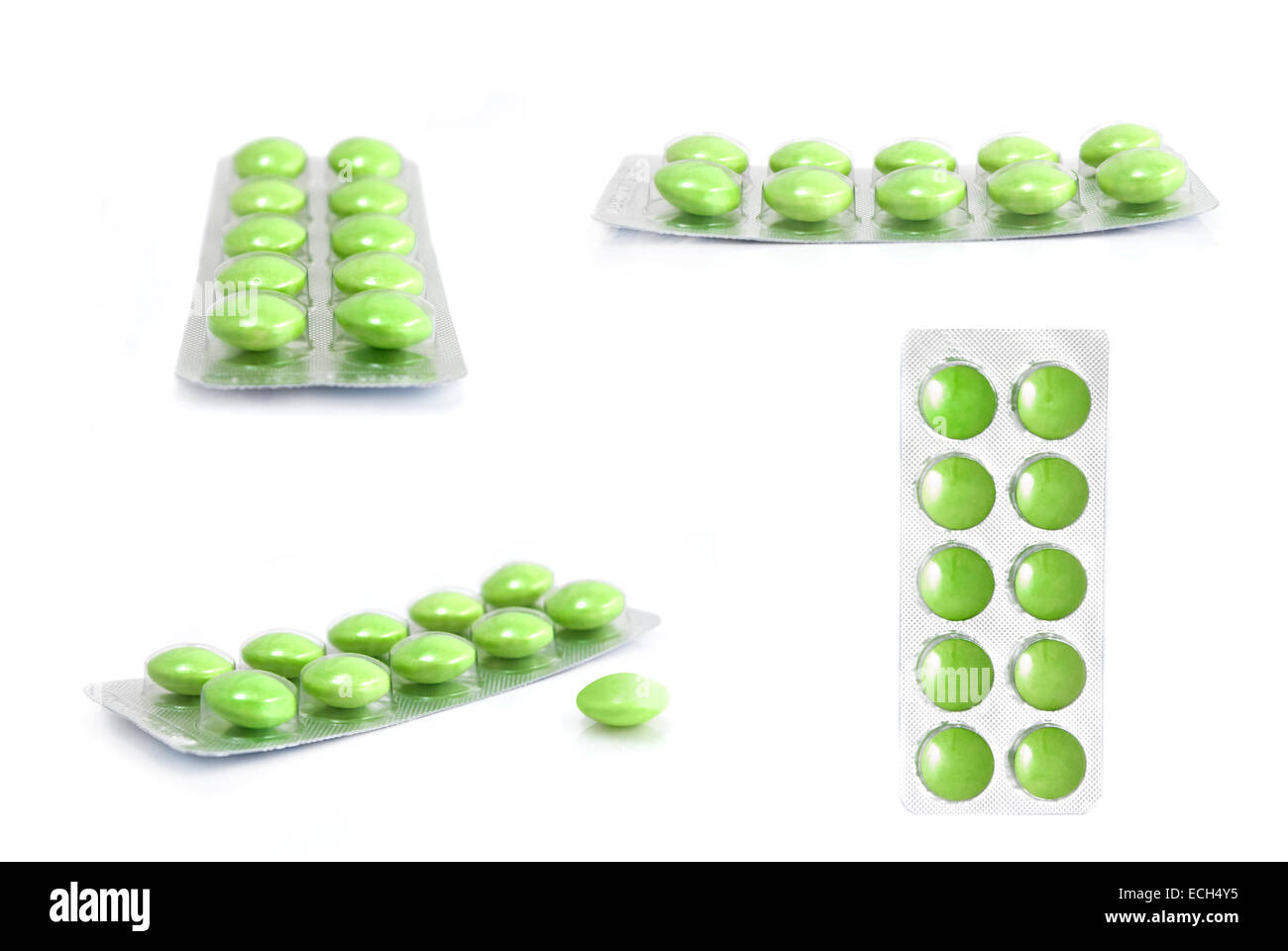 packs of green tablets isolated on white Stock Photo - Alamy