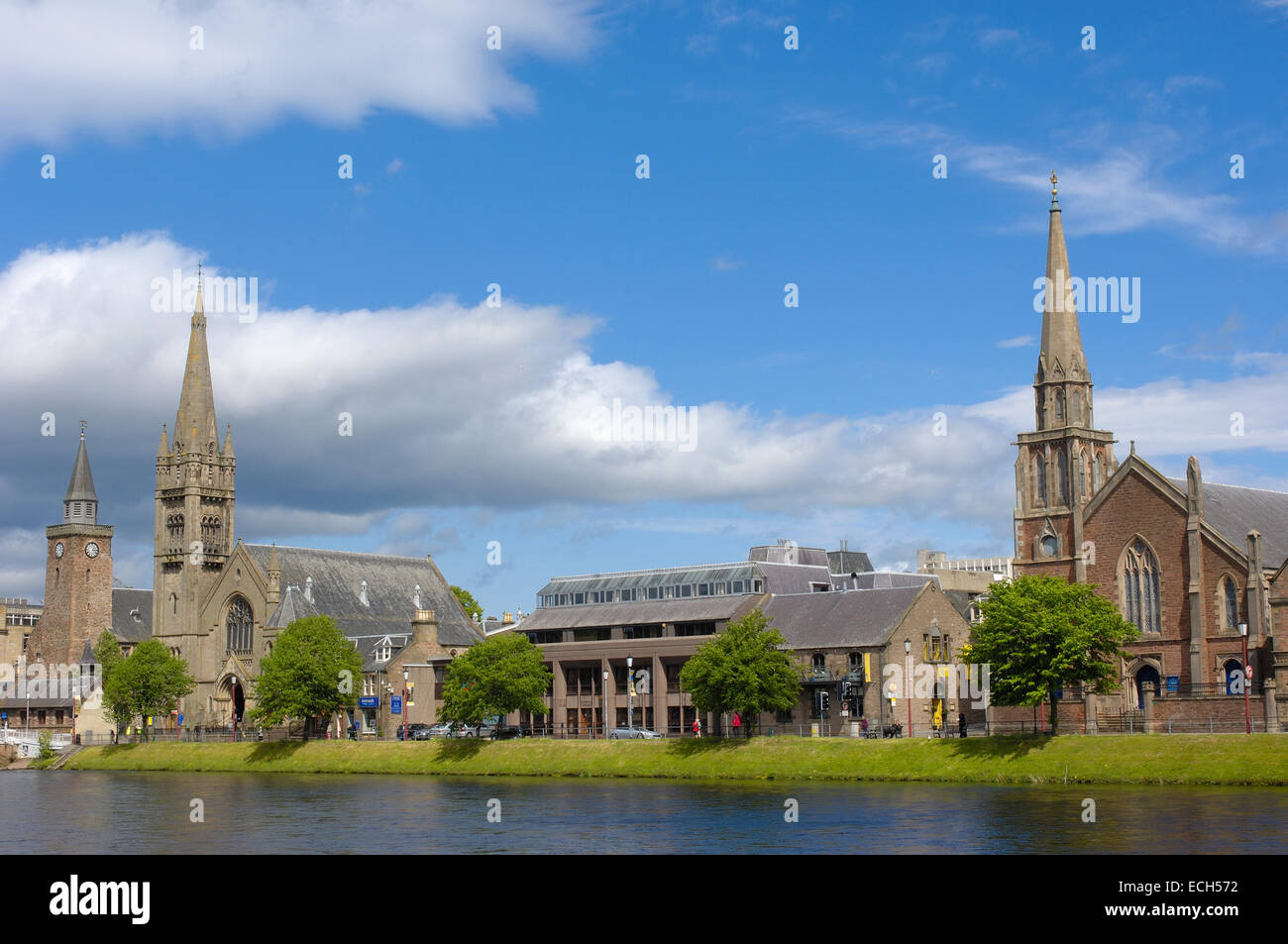Inverness and Ness River, Highland Region, Scotland, United Kingdom ...