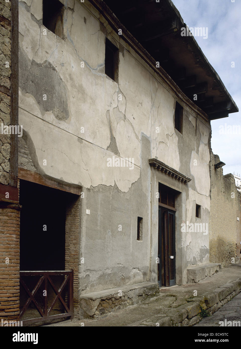 Roman art. Italy. Herculaneum. House with the wooden partition wall ...