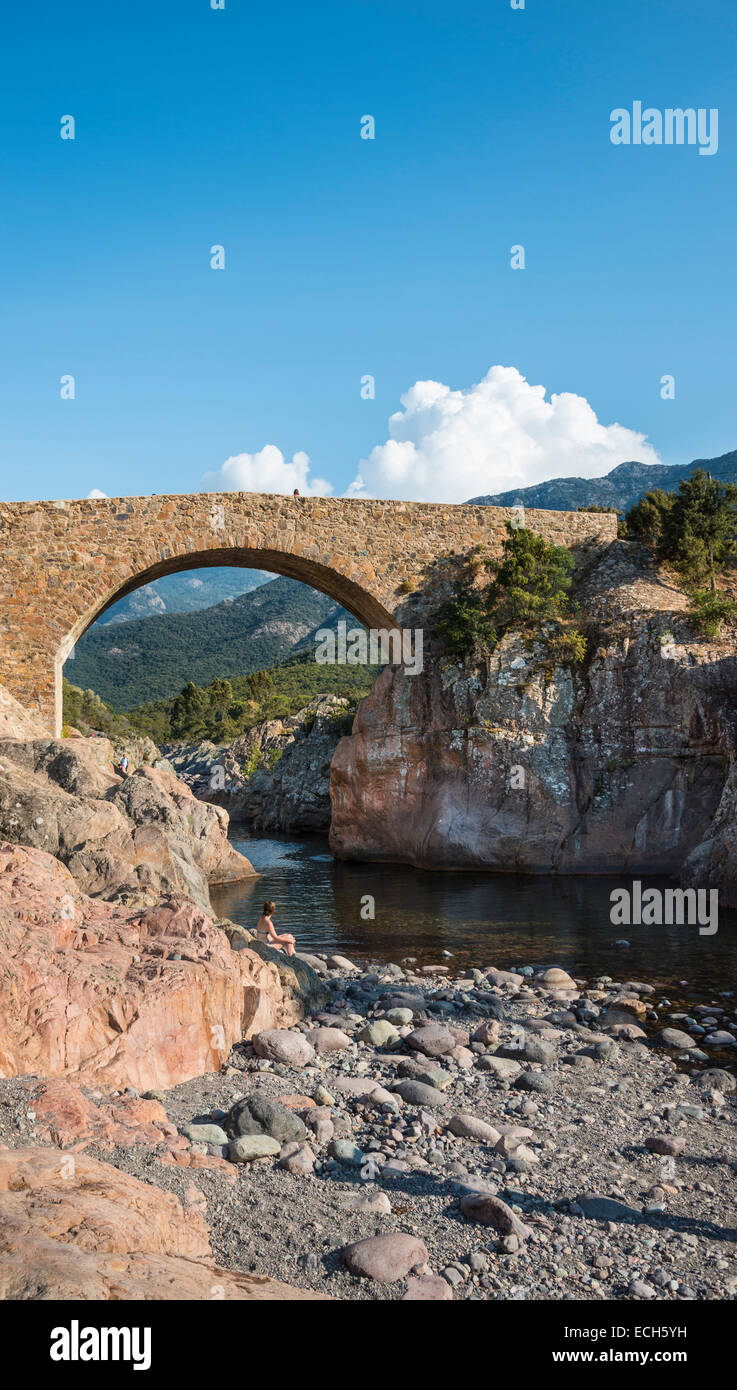 Medieval Genoese bridge, Fango river, Fango Valley, Vallée du Fango ...