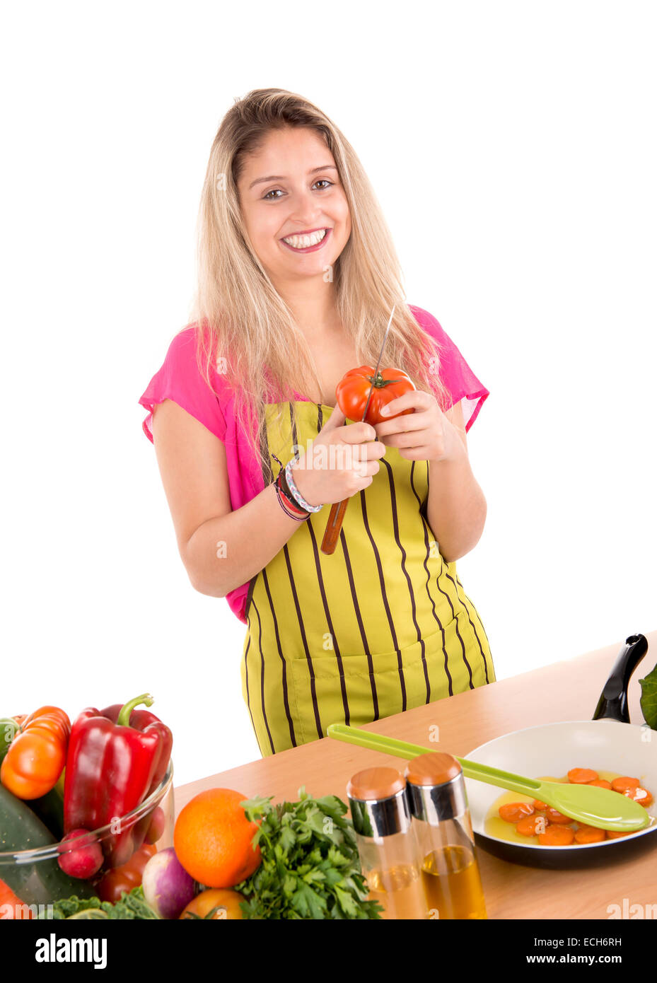 Beautiful woman cooking in the kitchen Stock Photo - Alamy