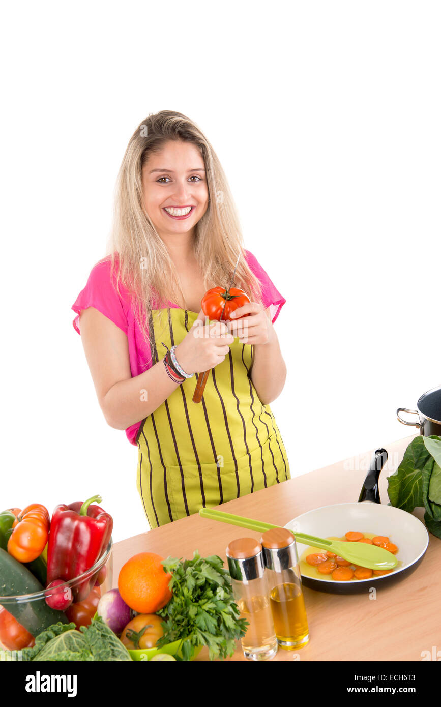 Kitchen woman cooking vegetable hi-res stock photography and images - Alamy