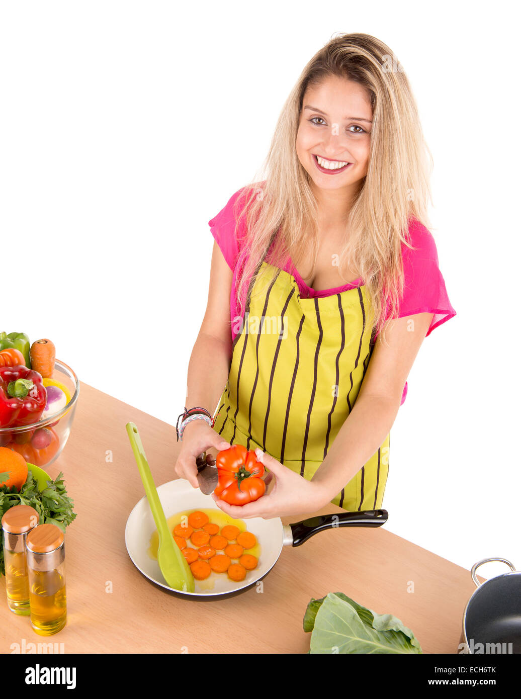 Beautiful woman cooking in the kitchen Stock Photo - Alamy