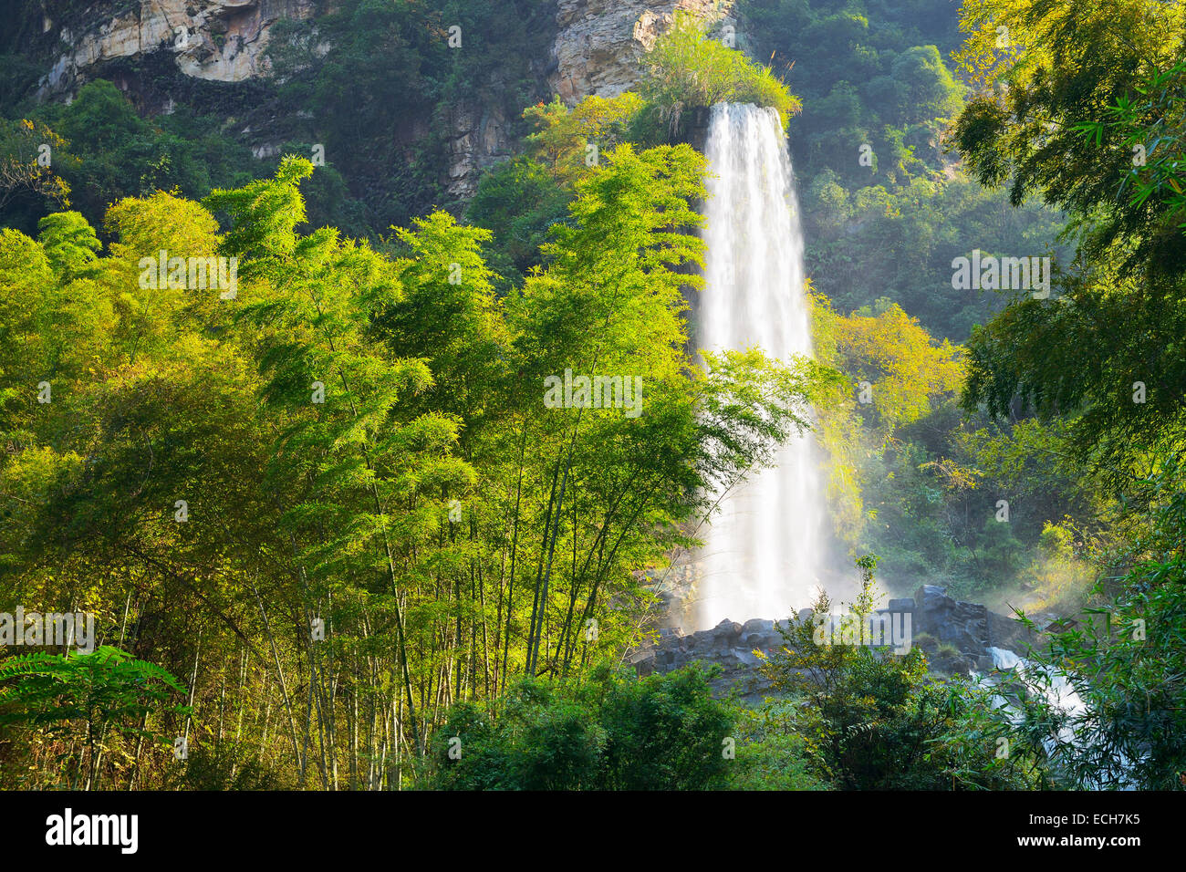 Large waterfall on Baofeng Lake, UNESCO World Heritage Site, Wuling ...