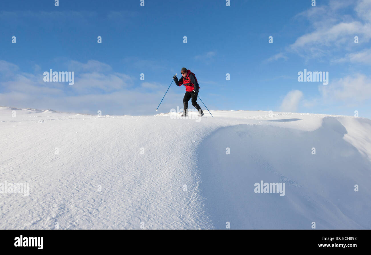 Cross Country Skier and Cornice in the North Pennines, Yad Moss Upper ...