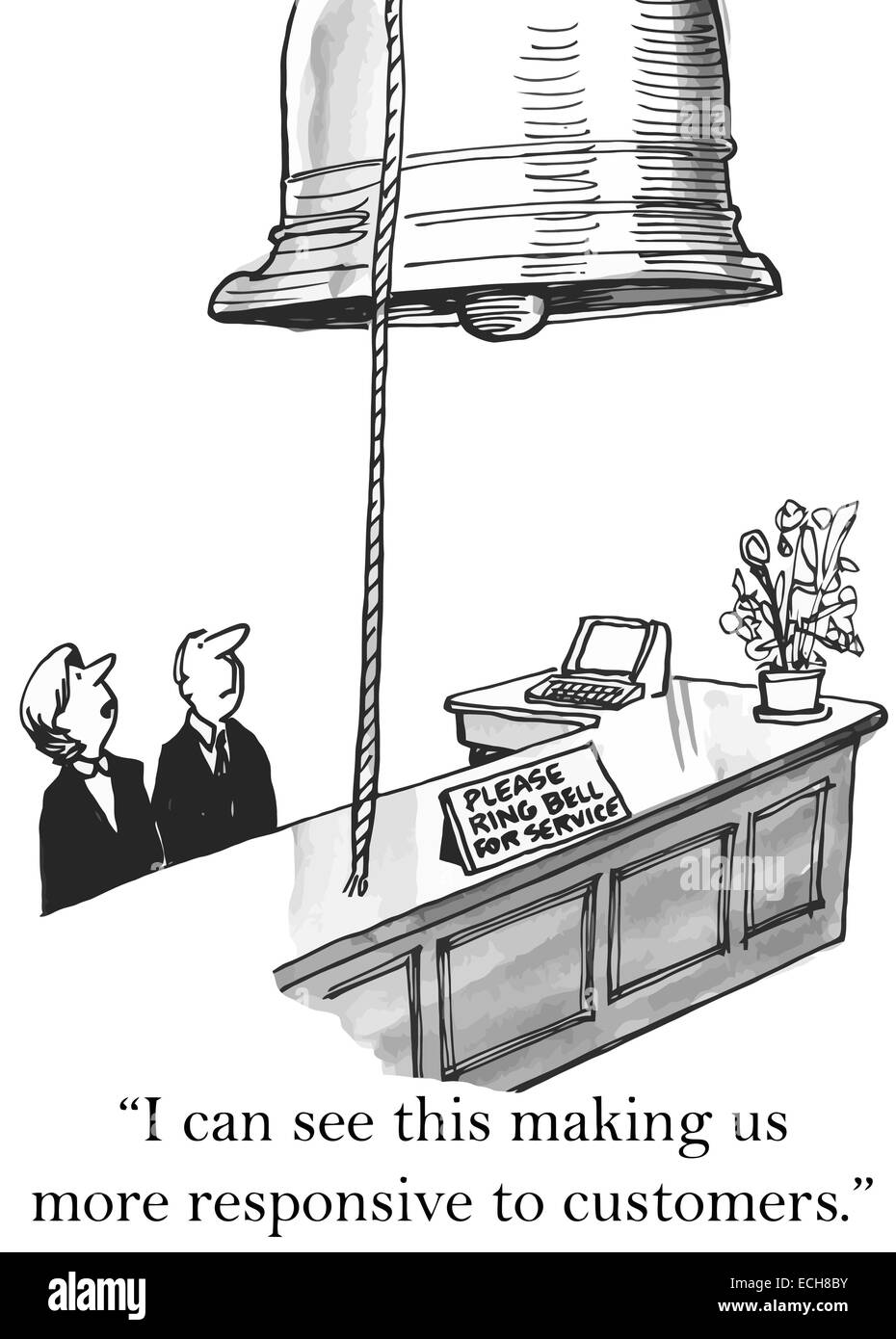 The huge bell will encourage the customer service representatives to be ...