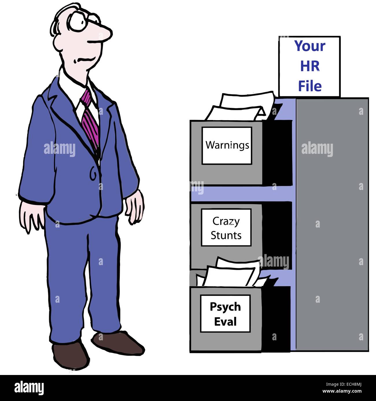 Employee is surprised to see an entire file cabinet on 'his' HR file ...