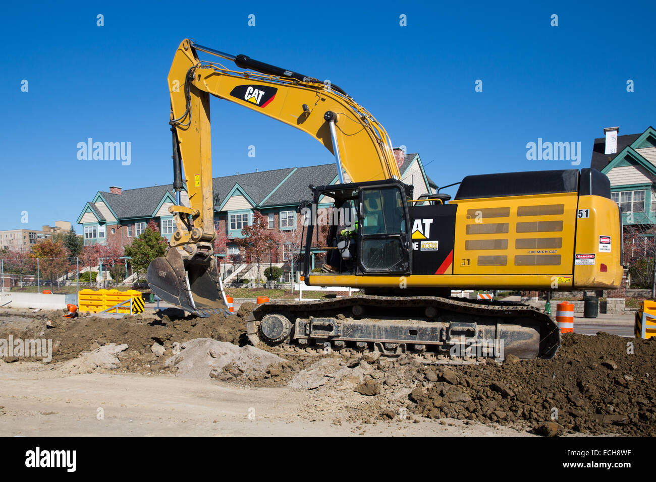 Streetcar project 'M-1 Rail' on Woodward Ave, Detroit, Michigan, USA ...