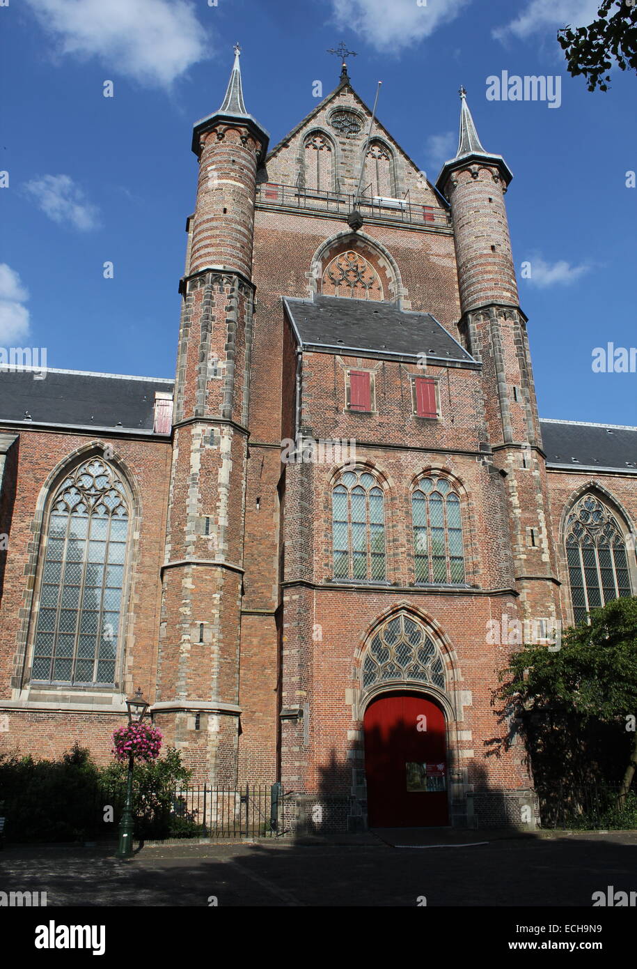 Exterior façade of the 15th century Pieterskerk, the Late-Gothic main ...