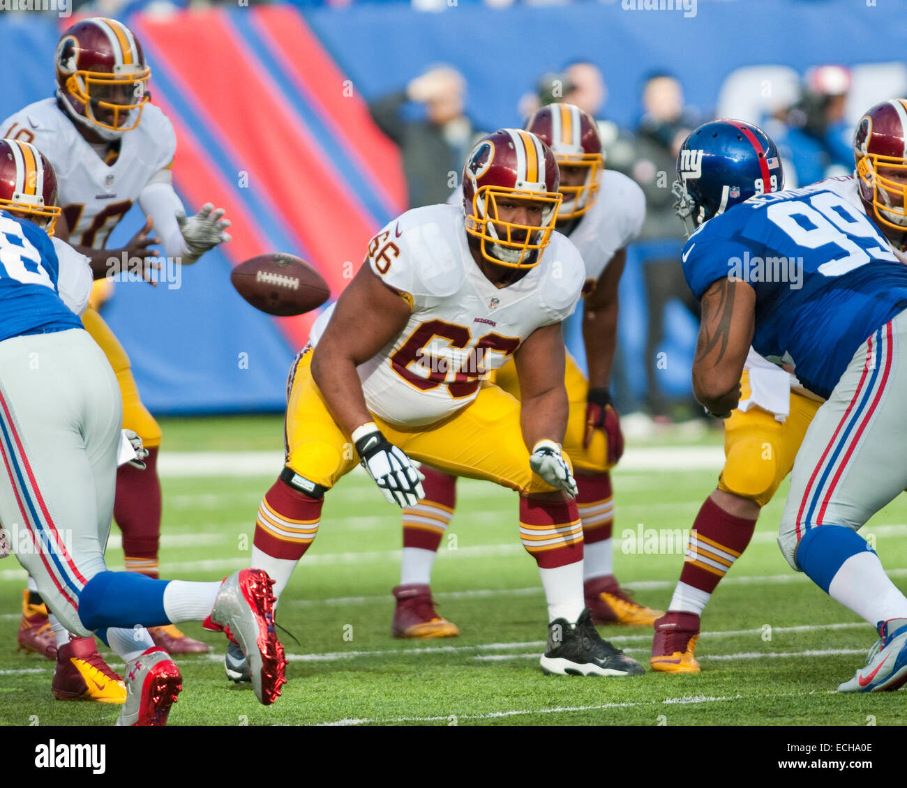 East Rutherford, New Jersey, USA. 14th Dec, 2014. Redskins' guard Chris ...