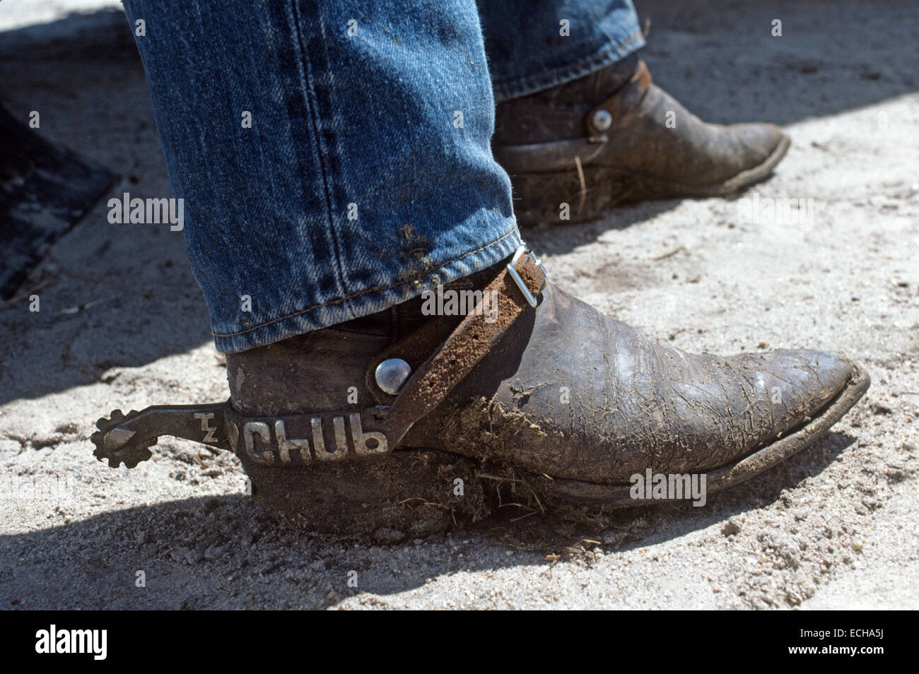 Cowboy boot and spurs Stock Photo - Alamy