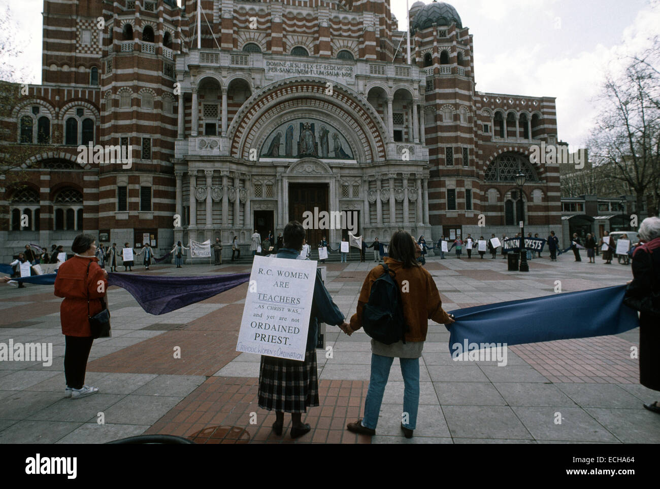 Protest Catholic woman against the restriction of women not be allowed ...