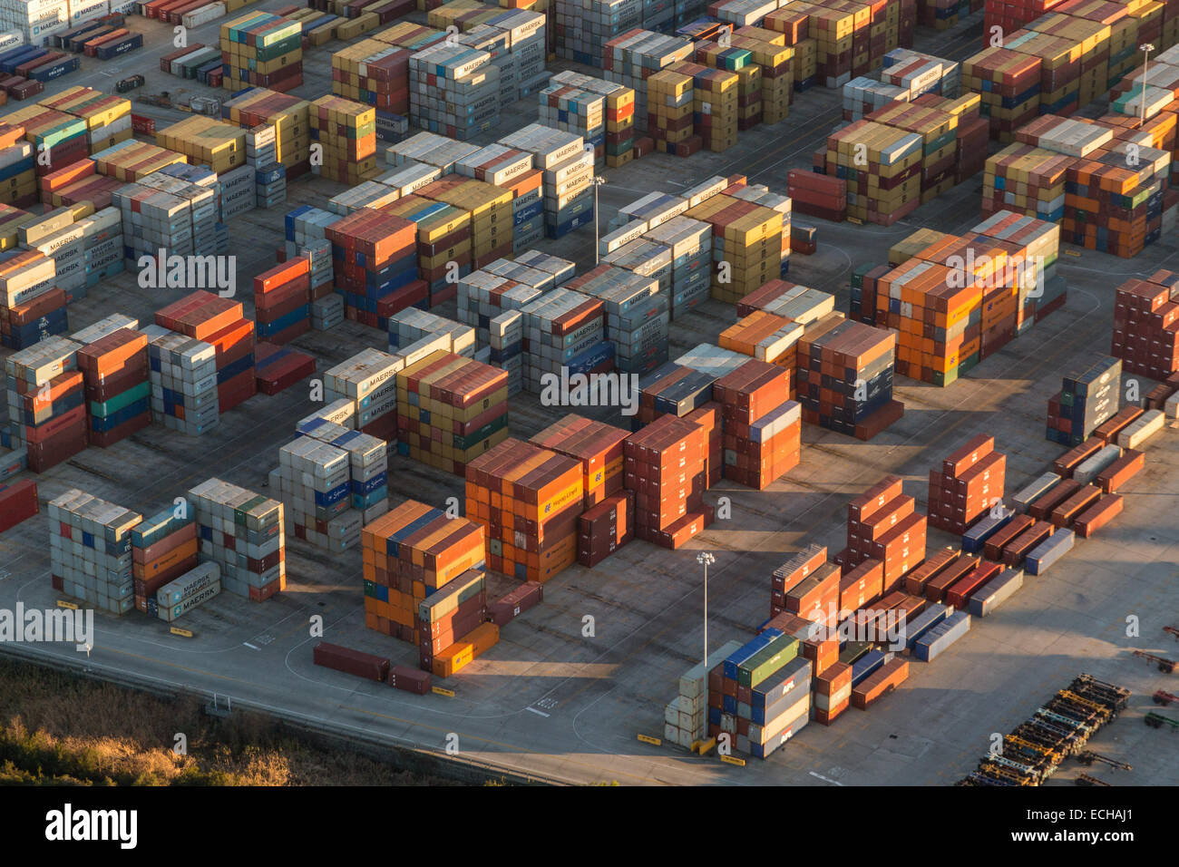 Aerial view of stacks of containers in the Wando Welch shipping ...