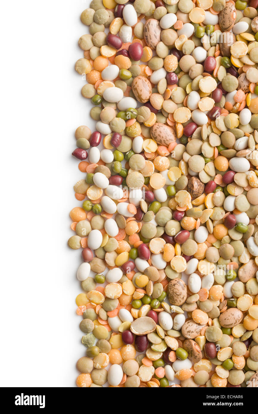 mixture of legumes on white background Stock Photo - Alamy