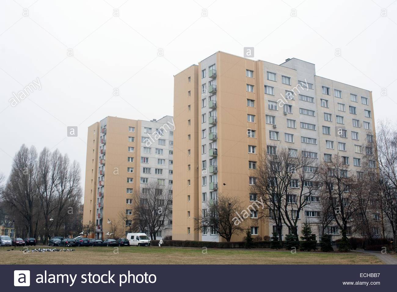Warsaw Poland Typical communist architecture apartment blocks Stock ...