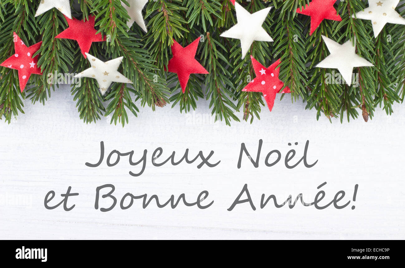 french christmas card with fire branch and stars Stock Photo - Alamy