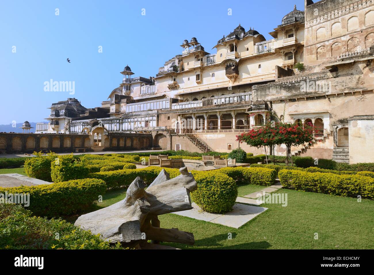 India, Rajasthan, Mewar Region, village of Bundi, Chitrasala garden at ...