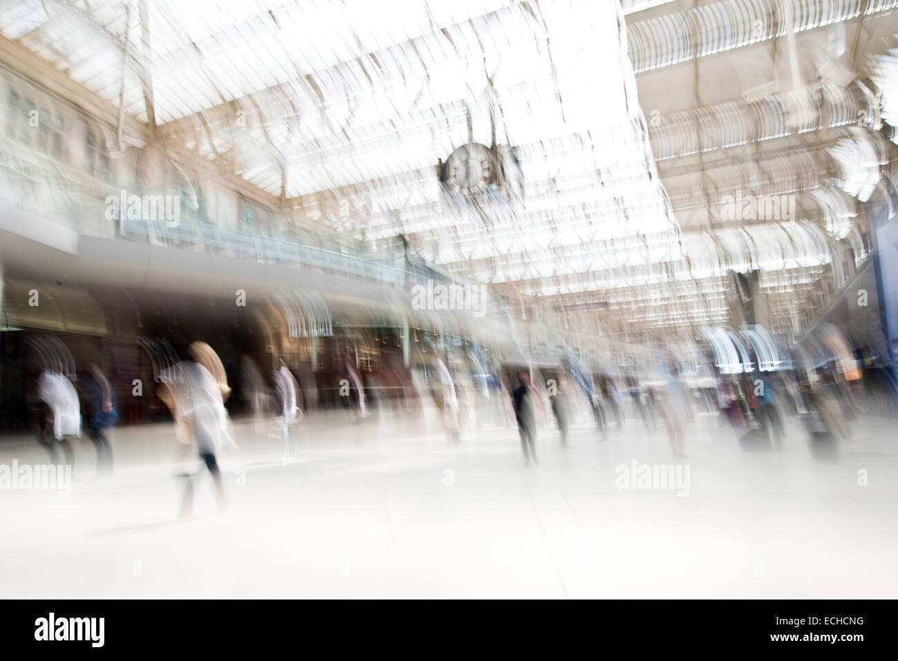 Waterloo Station in rush hour with motion blur Stock Photo - Alamy