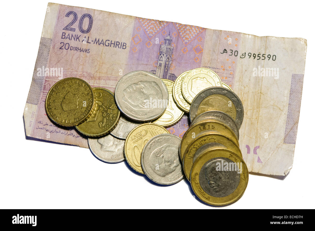 Moroccan Dirham banknonte and coins Stock Photo - Alamy