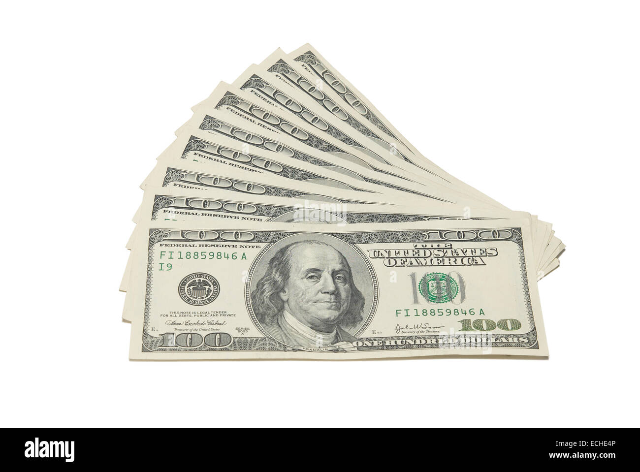 Stack of american dollars isolated on white Stock Photo - Alamy