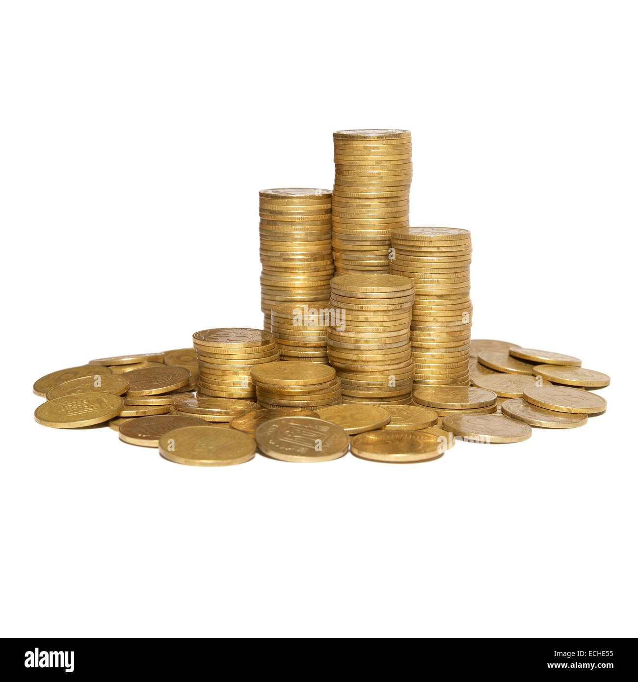 Column of golden coins isolated hi-res stock photography and images - Alamy