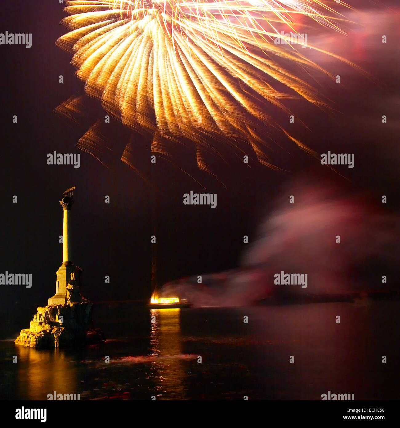 Salute, fireworks above the Sevastopol bay Stock Photo - Alamy