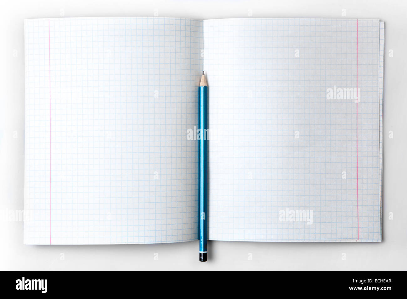 open empty notebook with lined pages and pencil Stock Photo - Alamy